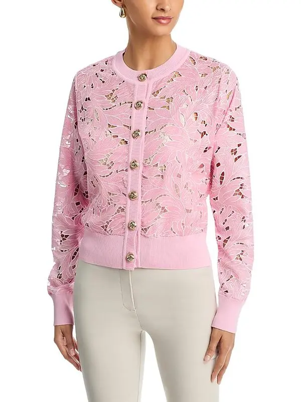 Generation Love Erin Emb Ggt Cardigan Sweater - Pink/white