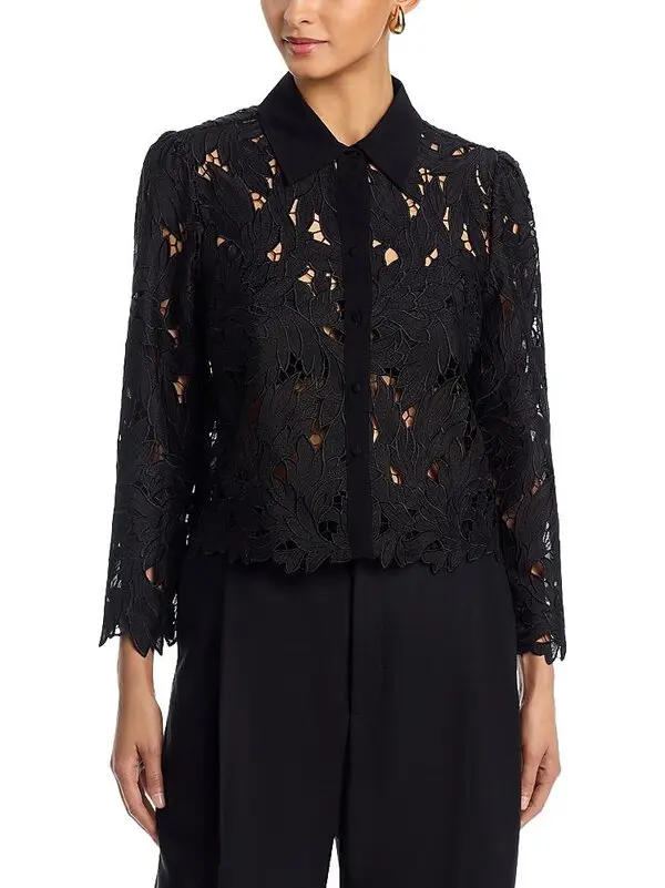 Generation Love Talsie Embroidered Georgette Combo Shirt - Black