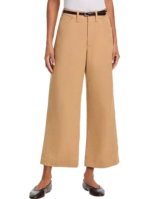 Rag & Bone Allison Linen Blend Wide Leg Pants - Fawn