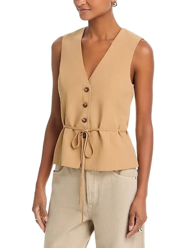 Rag & Bone Paulette Linen Vest - Fawn