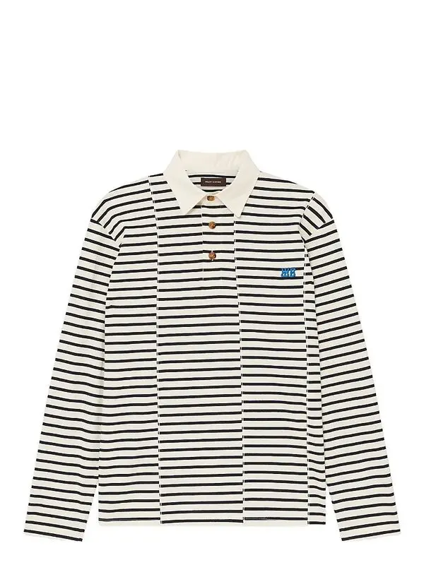 WALES BONNER City Polo Stripe Jersey - Ivory/navy