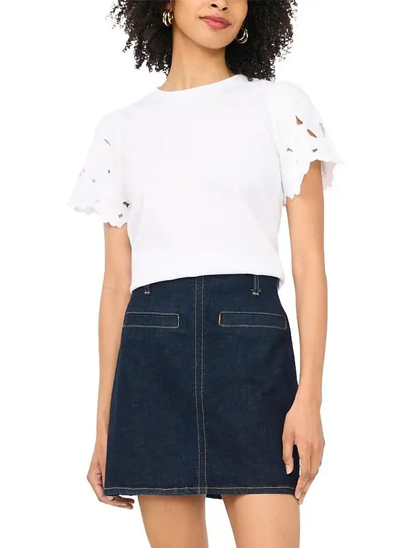 Vince Camuto Embroidered Crewneck Tee - Ultra White