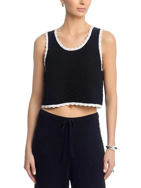 French Connection Teddy Diamond Knit Cami - Black/summer White