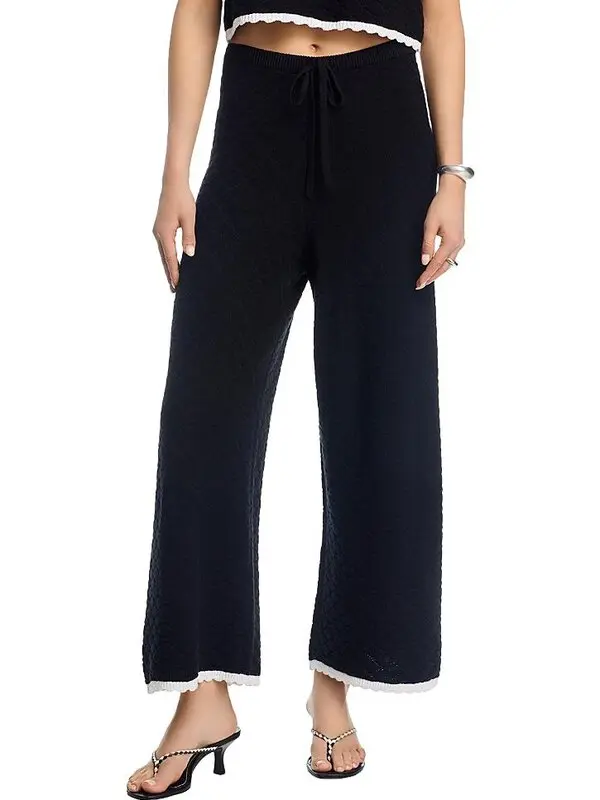 French Connection Teddy Diamond Knit Cropped Pants - Black/summer White