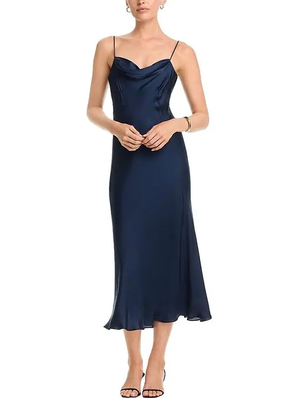 French Connection Oona Satin Strap Dress - Marine