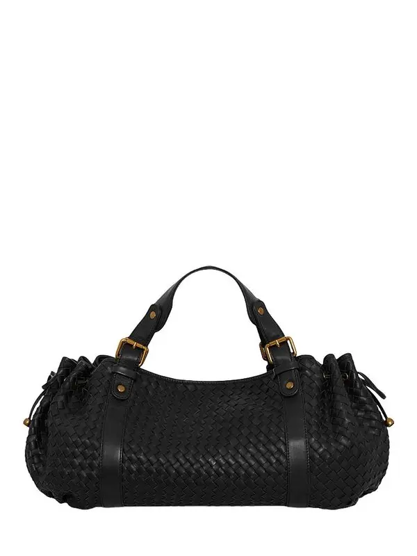 Gerard Darel 24h Woven Leather Handbag - Black