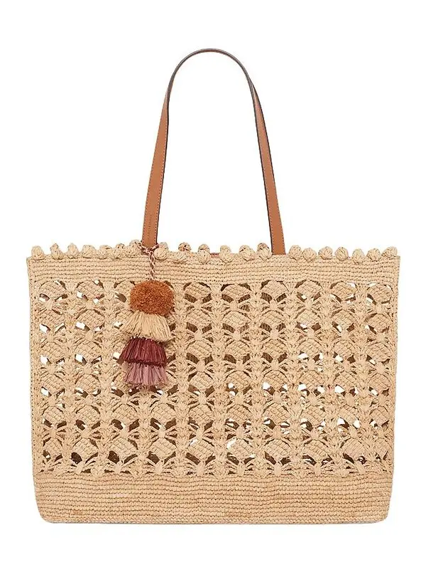 Gerard Darel Sandra Crochet Raffia Tote Bag - Rope