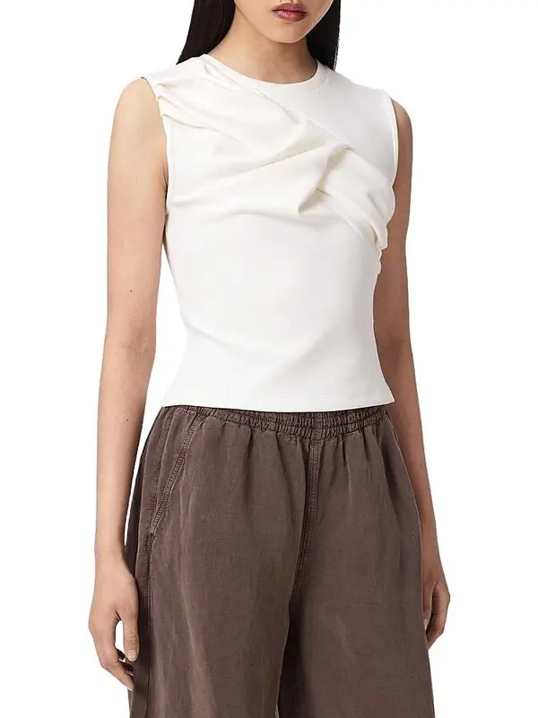 ALLSAINTS Nella Tank Top With Draped Detail - Fossil White