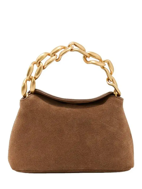 REISS Suede Chain Handle Bag - Tan