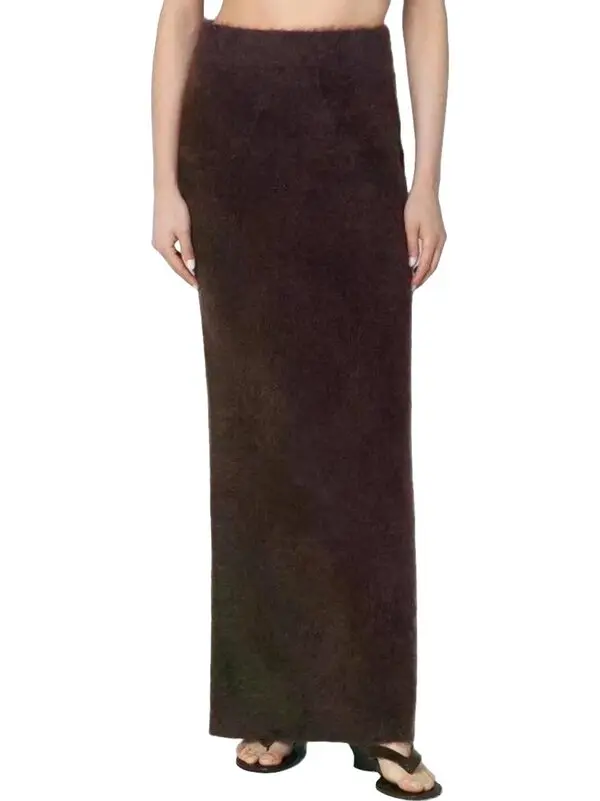 Soft Goat Cashmere Maxi Skirt - Brown
