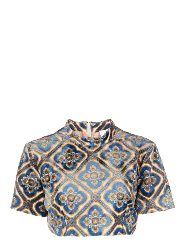 Etro Patterned Cropped Top - Blue