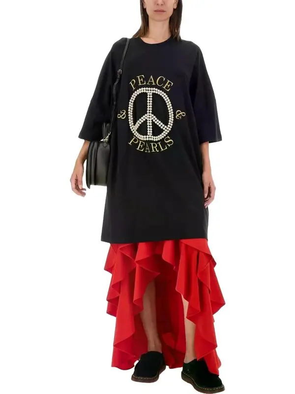 Moschino Peace & Pearls Interlock Cotton Dress - Black