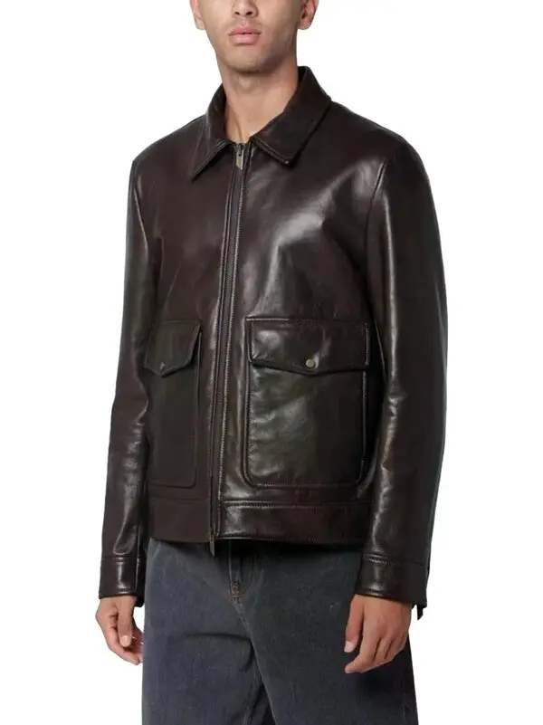 SALVATORE SANTORO Zip-up Leather Jacket - Brown
