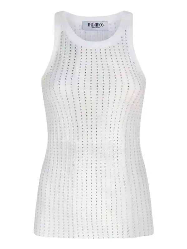 Attico Rhinestone-embellished Tank Top - White