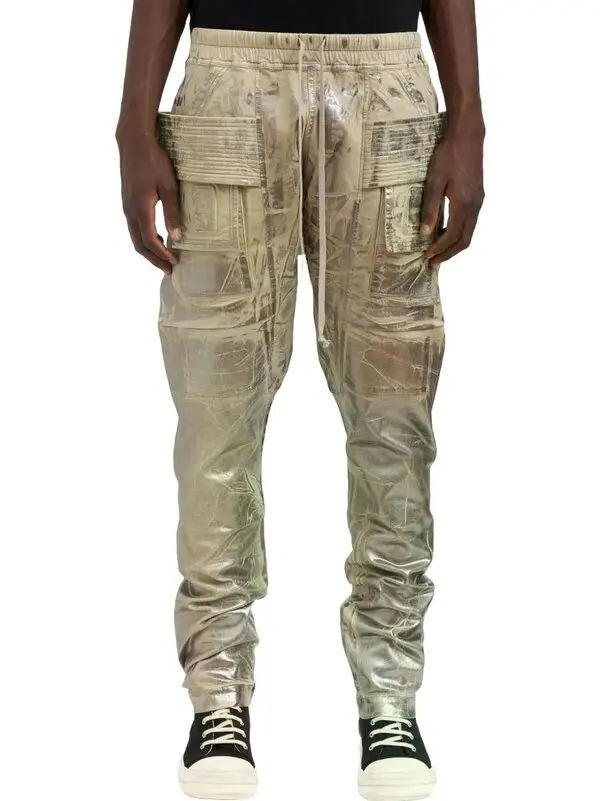 Rick Owens Drawstring Denim Cargo Trousers - Silver