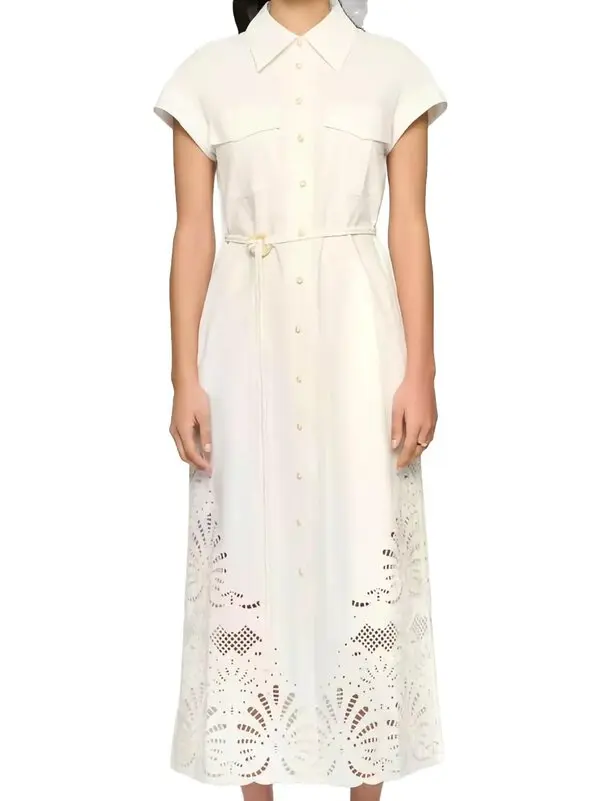 Clea Kya Embroidered Midi Dress - White