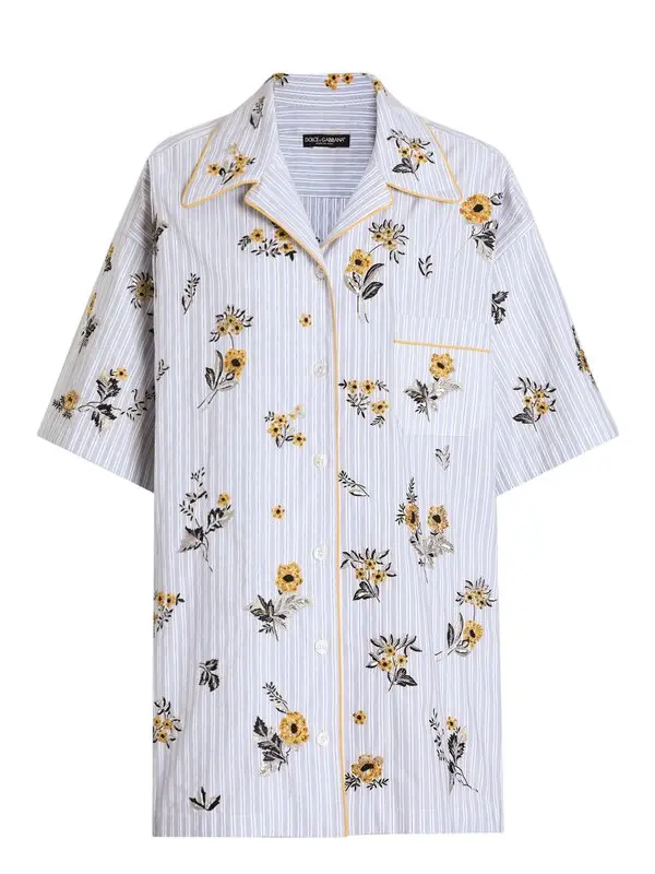 Dolce & Gabbana Poplin Shirt With Floral Embroidery - Multicolor
