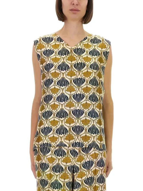Max Mara Printed V-neck Blouse - Yellow