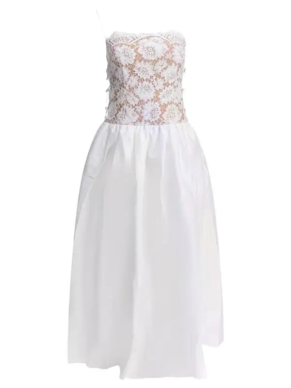 SELF-PORTRAIT Lace-detail Midi Dress - White
