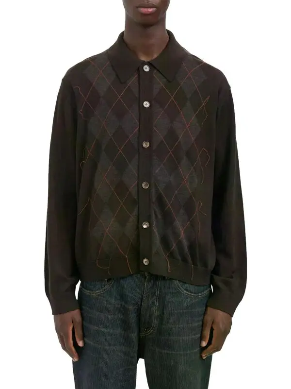 Our Legacy Argyle Fine Wool Cardigan - Brown