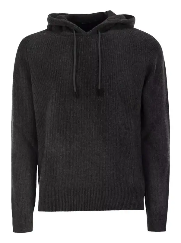 Tagliatore Ribbed Hooded Jumper - Grey