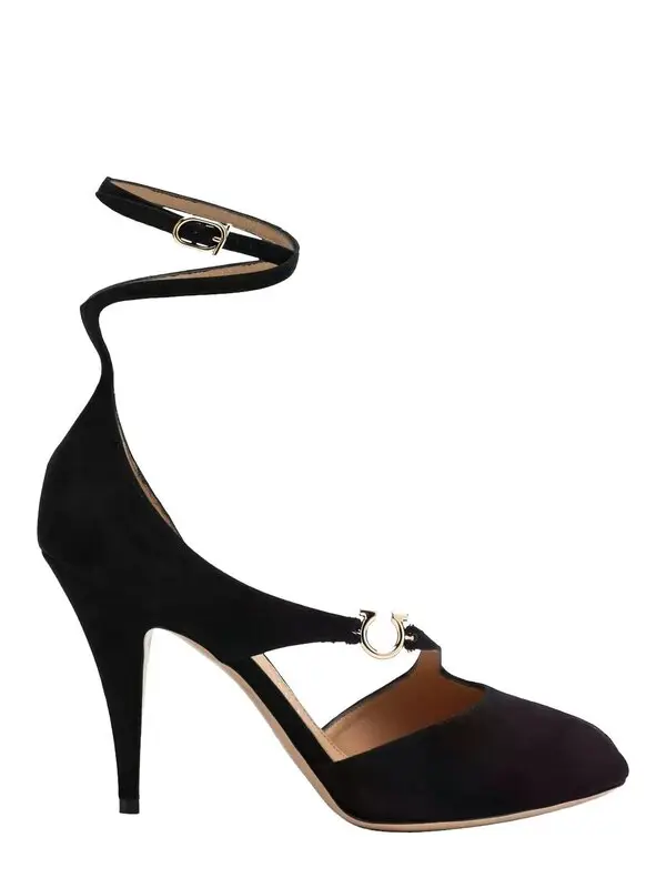 FERRAGAMO 95mm Peep-toe Pumps With Ankle Strap - Black