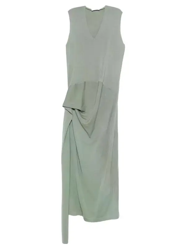 JIL SANDER V-neck Draped Maxi Dress - Green