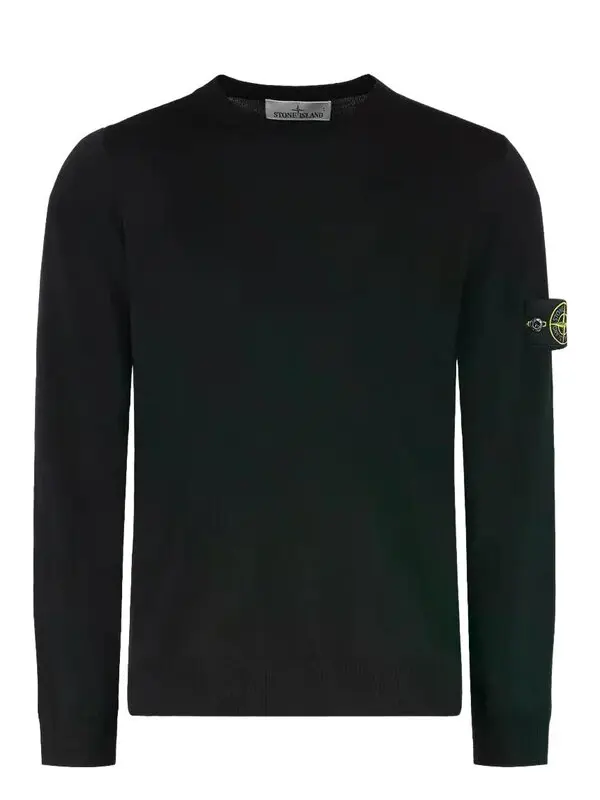 Stone Island Crew-neck Sweatshirt With Removable Logo Patch - Black