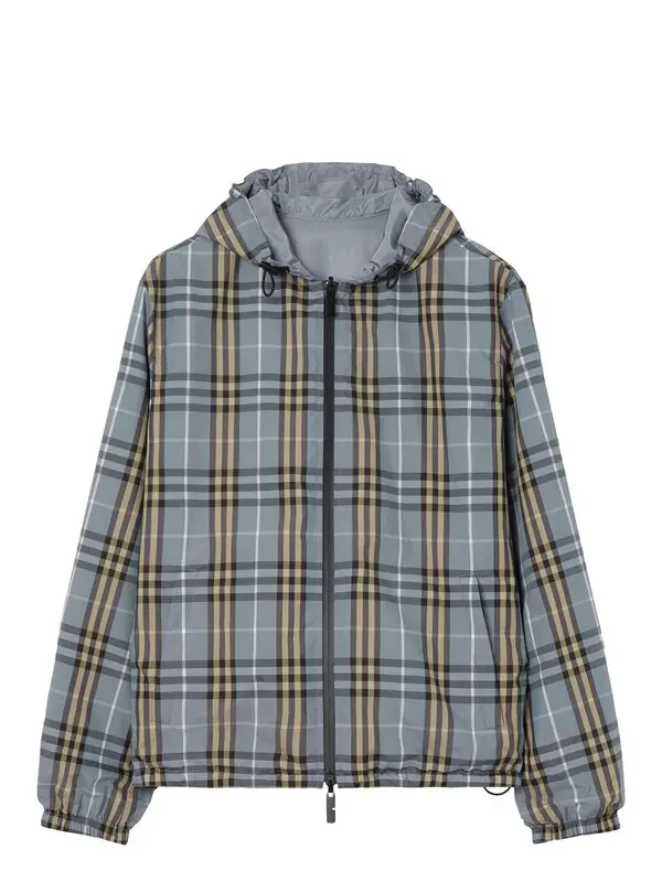 Burberry Reversible Check Print Hooded Jacket - Blue