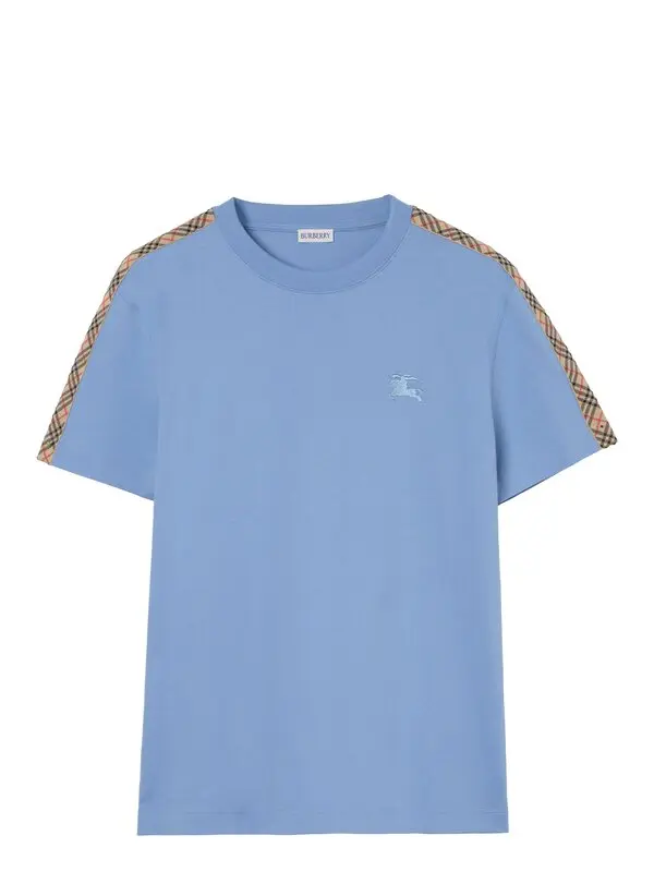 Burberry Check-trim T-shirt - Blue