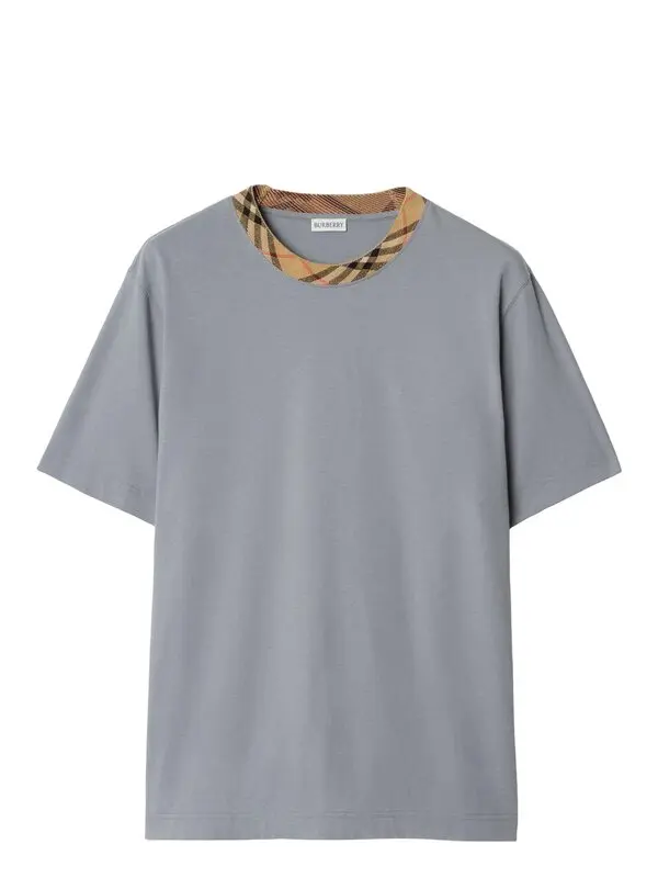 Burberry Check-trim T-shirt - Grey