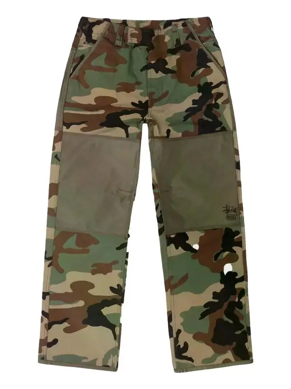 StÜssy Panelled Camouflage Trousers - Green