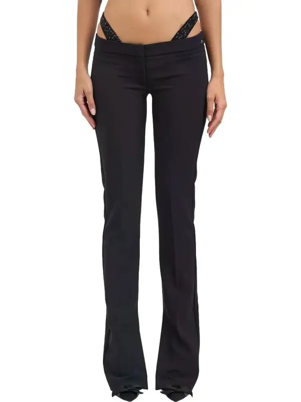 Elisabetta Franchi Crystal Embellished Flared Trousers - Black