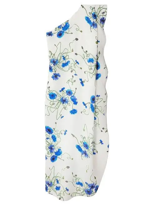 Stella McCartney Floral Print Asymmetric Cocktail Dress - Blue
