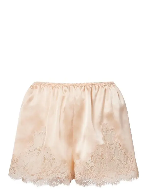 DÔEN Silk Shorts With Lace Trim - Pink