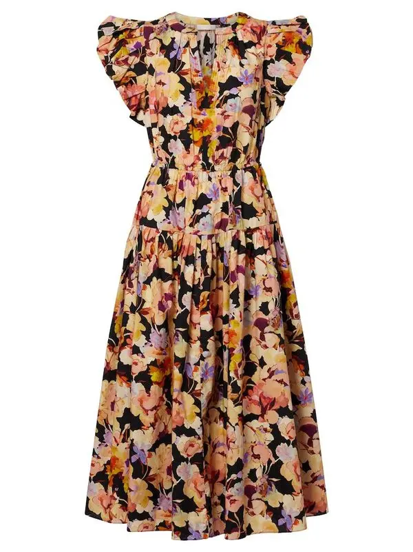 Ulla Johnson Marin Floral Cotton Poplin Midi Dress - Multicoloured