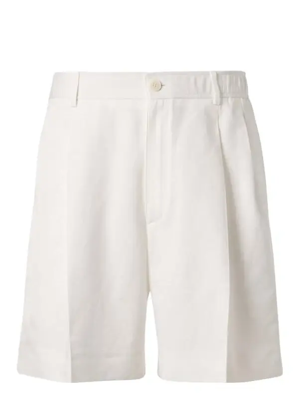 Brioni Pleated Linen And Cotton Shorts - White
