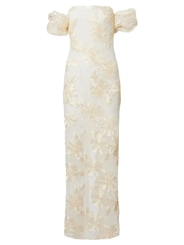 ROTATE BY BIRGER CHRISTENSEN Embroidered Bustier Gown - White