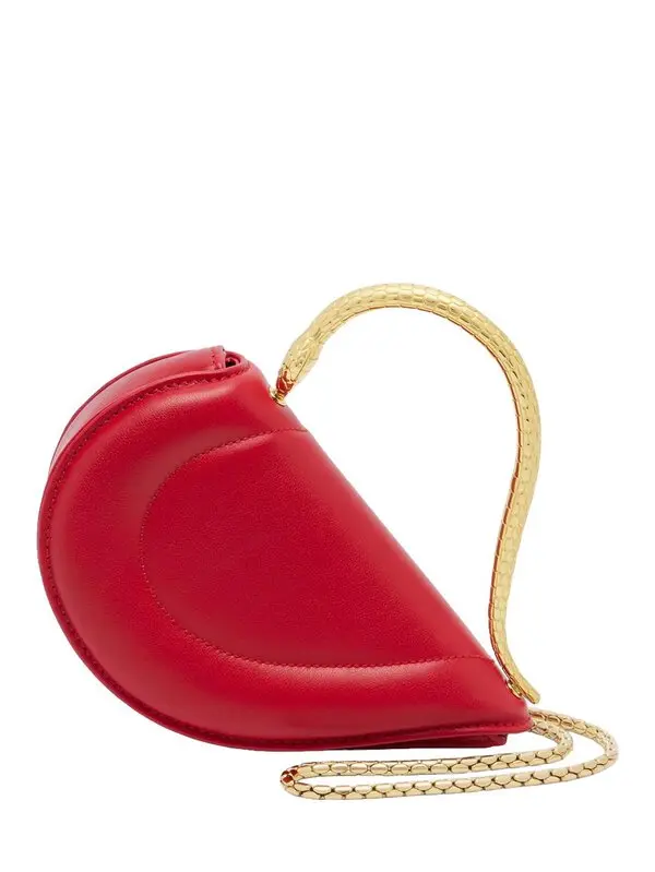 BVLGARI Serpenti Cuoricino Mini Leather Top-handle Bag - Red