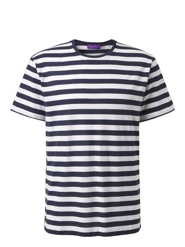 Ralph Lauren Purple Label Striped Cotton Lisle And Piqué T-shirt - White