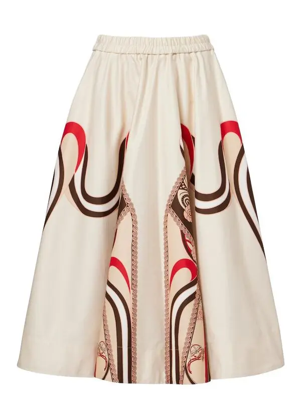 La DoubleJ Ballerina Cotton Gabardine Midi Skirt - White