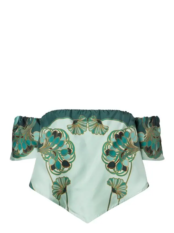 La DoubleJ Sand Dollar Printed Silk Top - Green