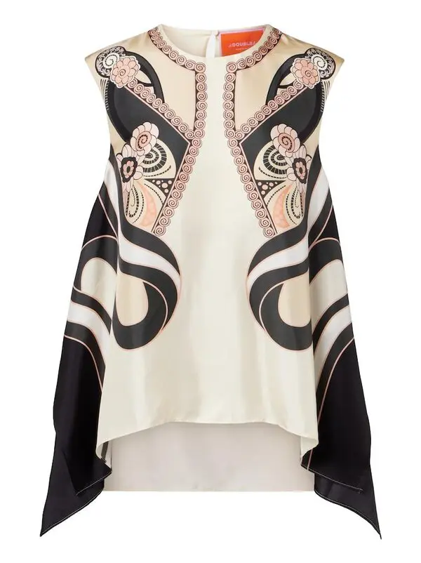 La DoubleJ San Carlo Printed Silk Twill Top - Multicoloured