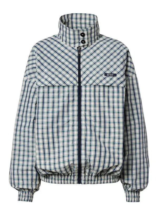Prada Checked Cotton-blend Chambray Jacket - Blue