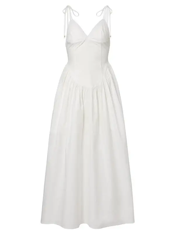 BANANHOT Paloma Lace-trimmed Cotton Poplin Maxi Dress - White