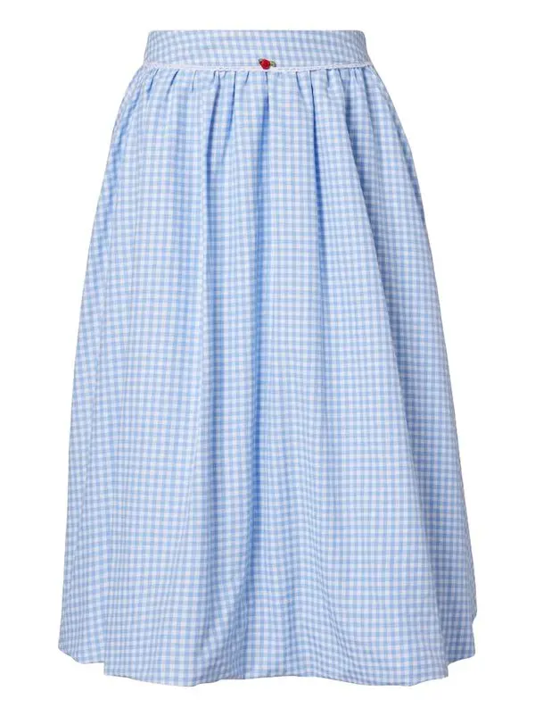 BANANHOT Alba Gingham Cotton Poplin Midi Skirt - Blue