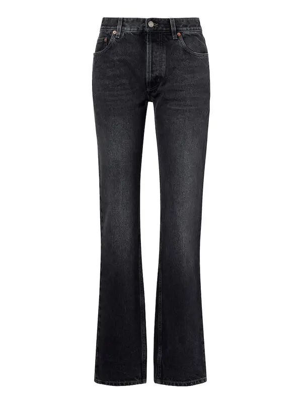 Saint Laurent Faded Straight Leg Jeans - Black