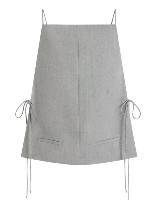 ST. AGNI Square Neck Tie Detailed Top - Grey