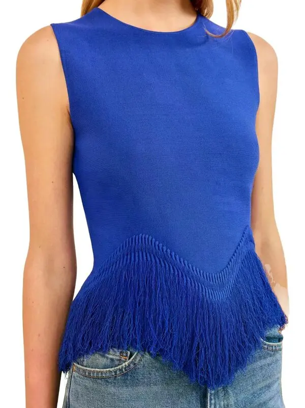 Ulla Johnson Koa Fringed Top - Blue