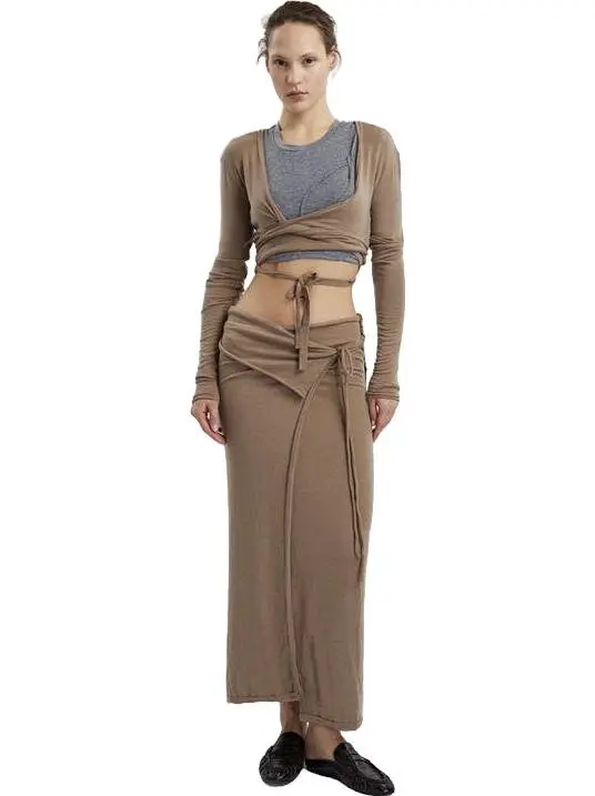MOTHER OF ALL Wrap Crop Top - Brown